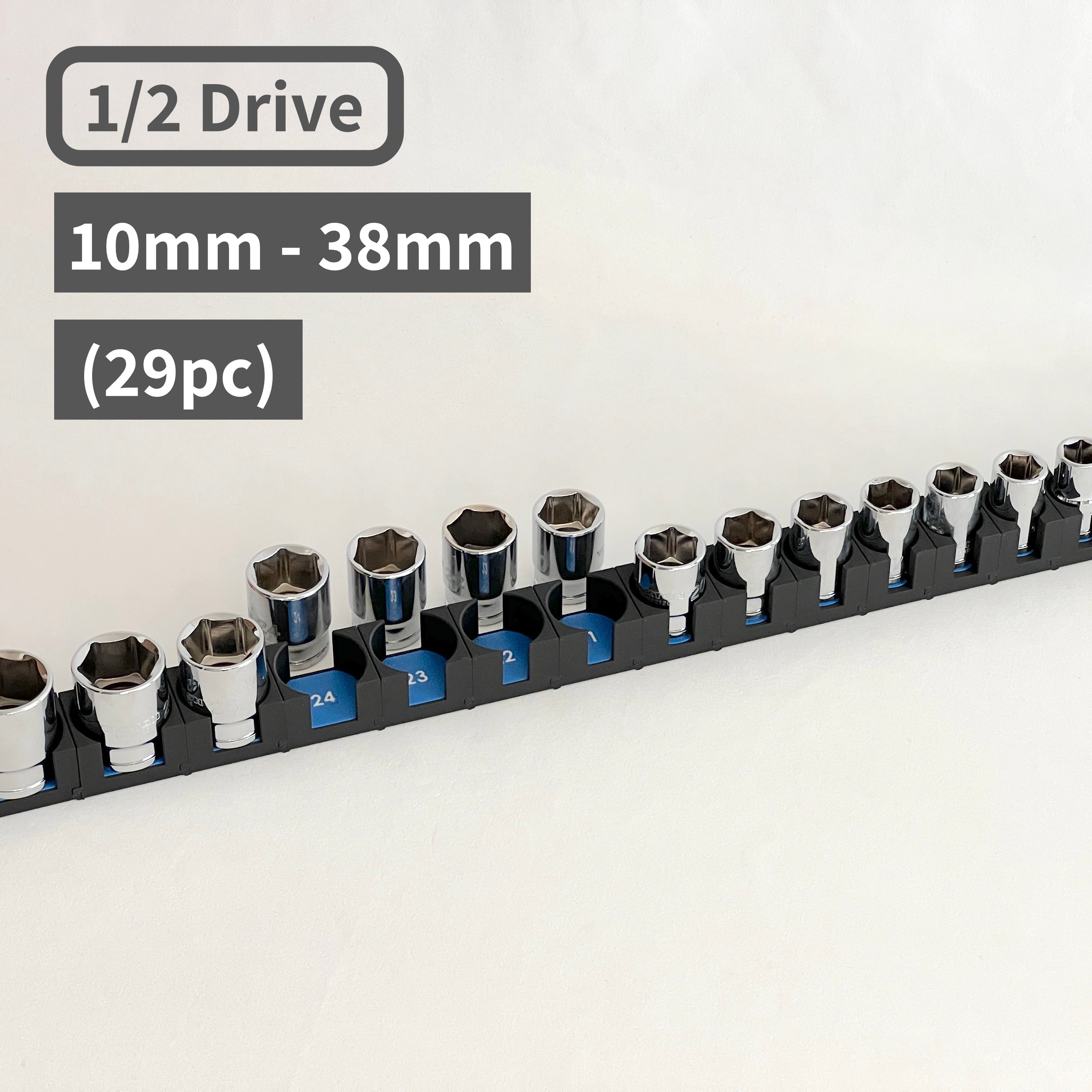 1/2 Inch Drive Metric Modular Socket Organizer 29pc [10mm - 38mm] (soc ...